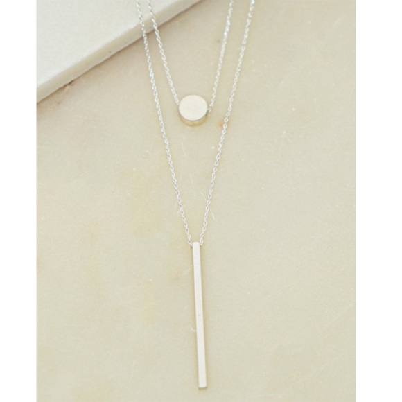 Jewelry | Silver Two Layer Circle Stick Charm Necklace | Poshmark